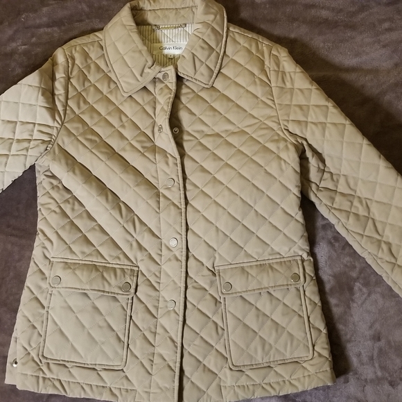 Calvin Klein | Jackets & Coats | Calvin Klein Quilted Tan Button Up ...